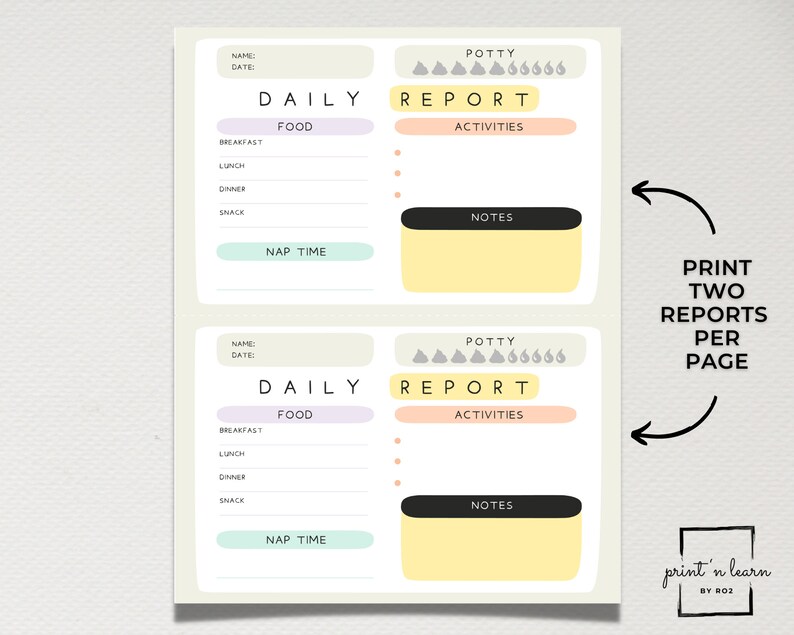 Toddler Daily Log Template, Daily Report, Toddler Report, Daycare ...