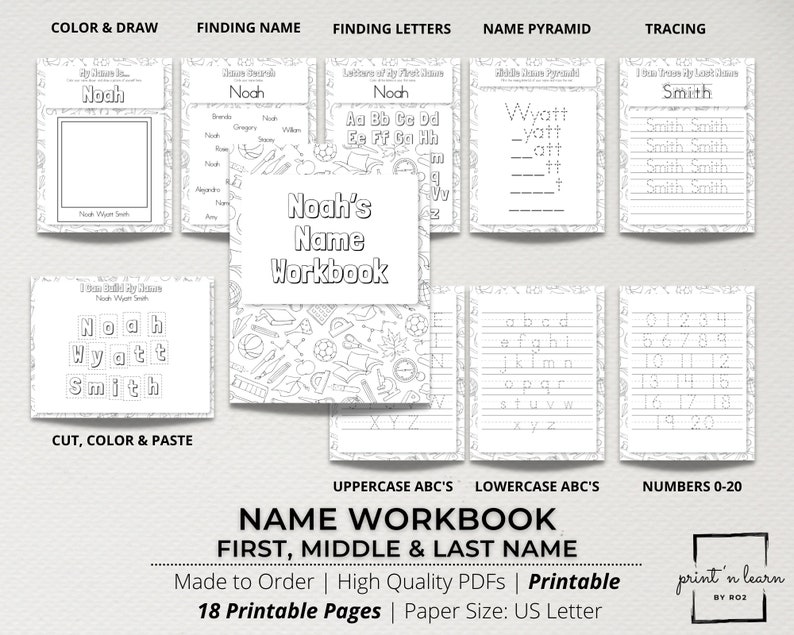 CUSTOM Name Tracing Packet, Handwriting Practice, Name Writing, Name ...