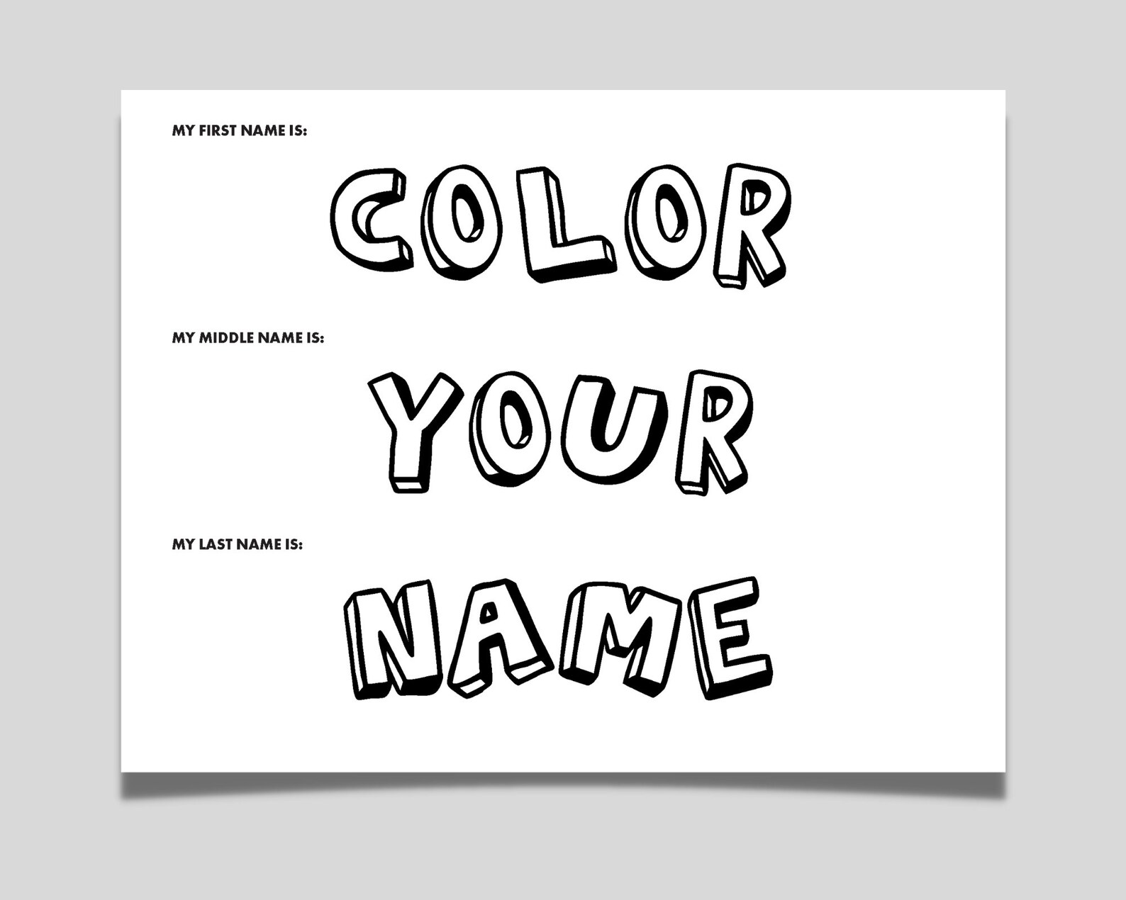 Custom Name Coloring Sheet Handwriting Practice Name | Etsy