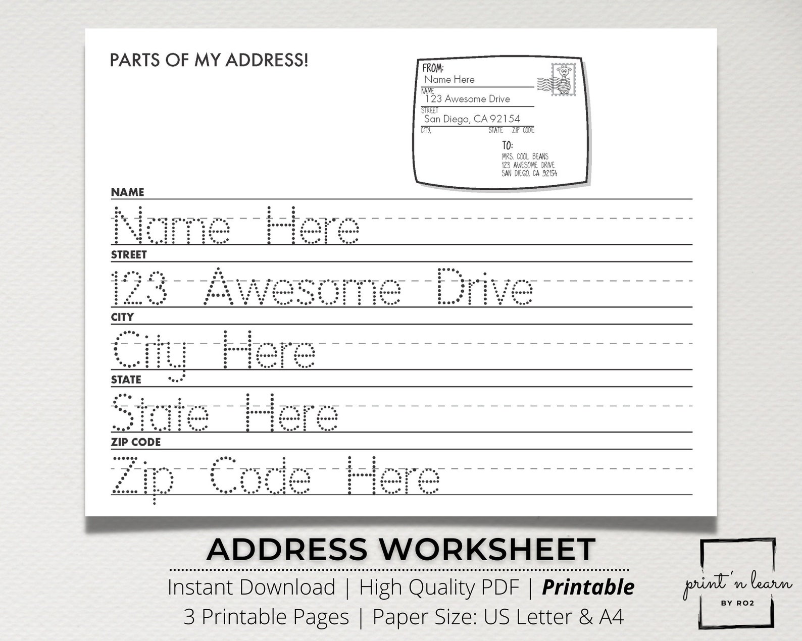 Address Tracing Sheet I Know My Address Address Worksheet - Etsy