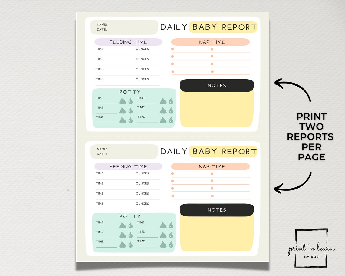 Baby Daily Log Template, Baby Daily Report, Baby Report, Baby Tracker ...