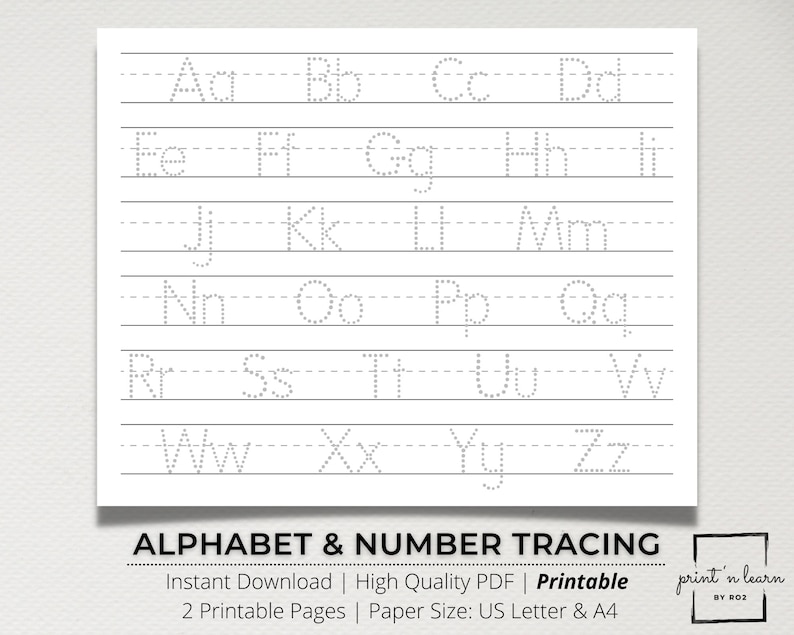 Alphabet & Number Tracing Sheet, Handwriting Practice, ABC Tracing ...