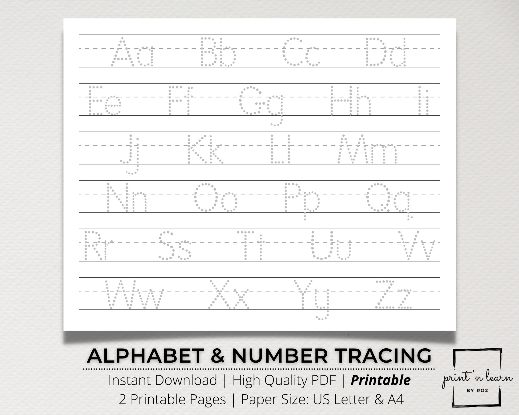 Alphabet & Number Tracing Sheet, Handwriting Practice, ABC Tracing ...