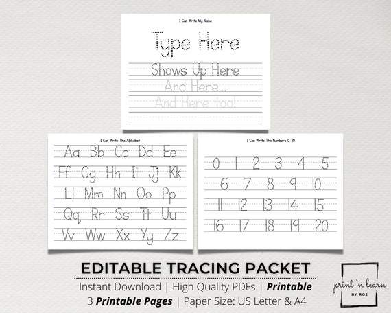 Custom Name Tracing Packet Handwriting Practice Name | Etsy