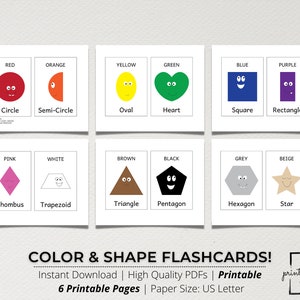 COLORS, Colors & Shapes Flashcards, Printable Prek Worksheets, Toddler ...