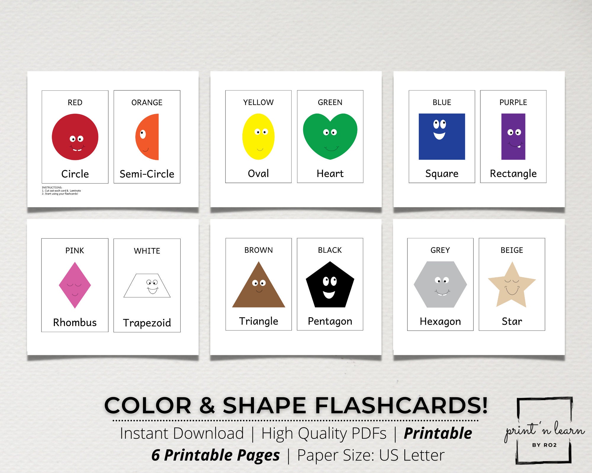 COLORS, Colors & Shapes Flashcards, Printable Prek Worksheets, Toddler ...