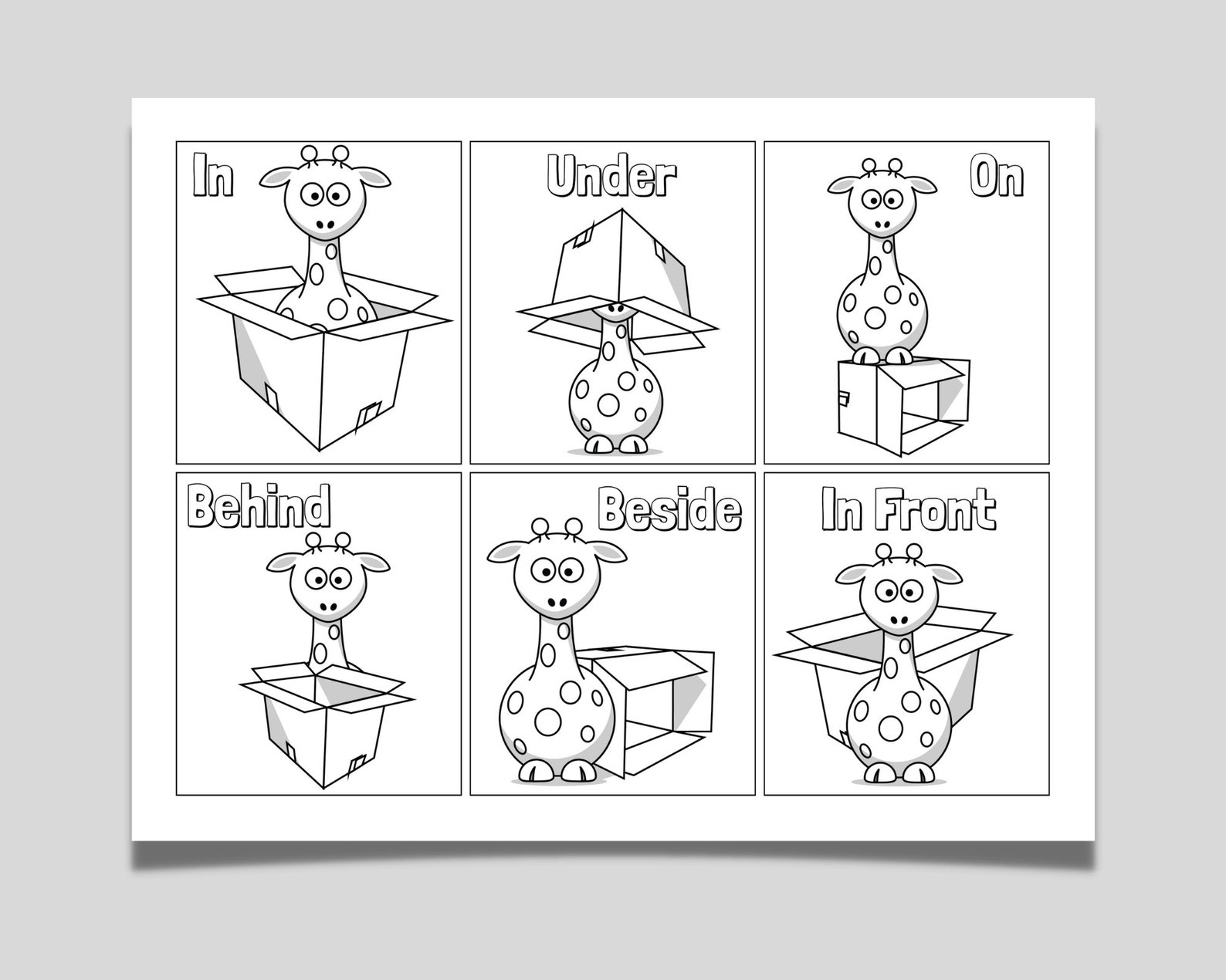 Prepositional Words, COLORING SHEETS, Prepositions Learning Practice ...