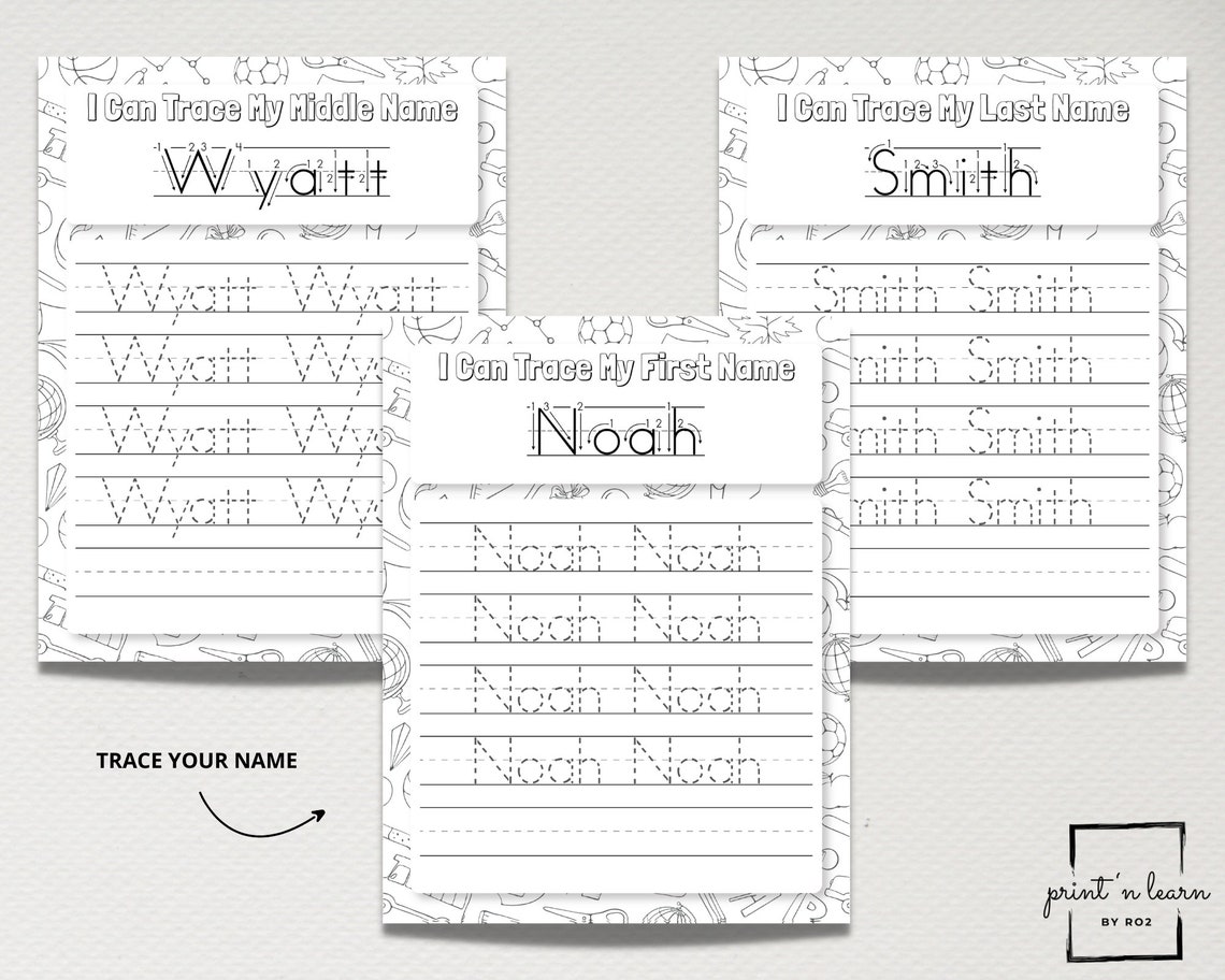 CUSTOM Name Tracing Packet, Handwriting Practice, Name Writing, Name ...