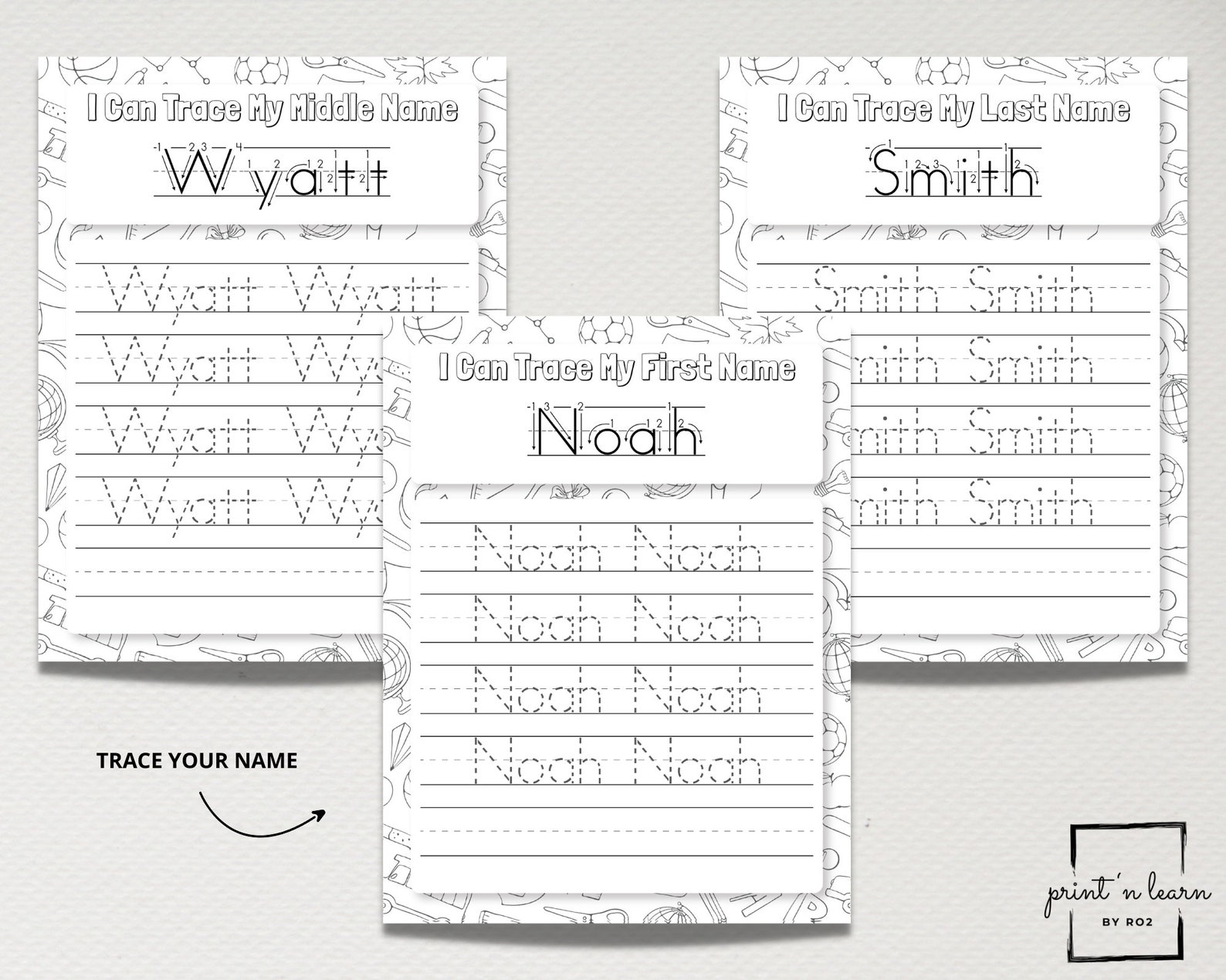 CUSTOM Name Tracing Packet, Handwriting Practice, Name Writing, Name ...