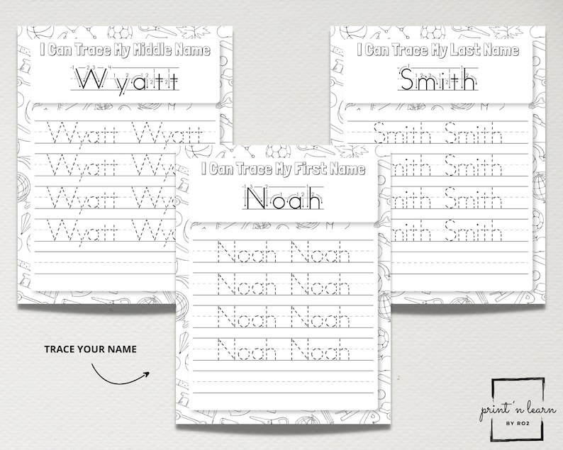 CUSTOM Name Tracing Packet, Handwriting Practice, Name Writing, Name ...