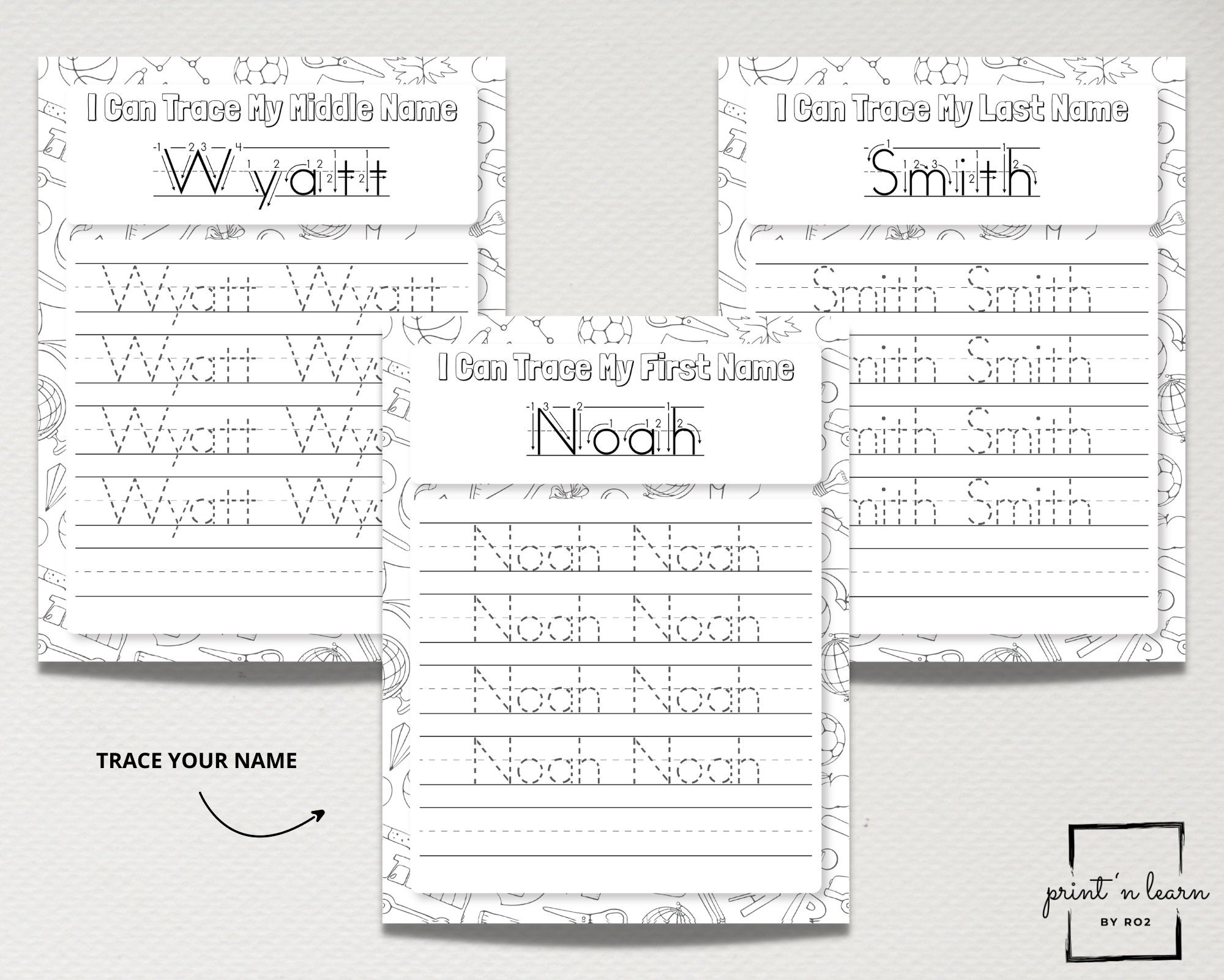 CUSTOM Name Tracing Packet, Handwriting Practice, Name Writing, Name ...