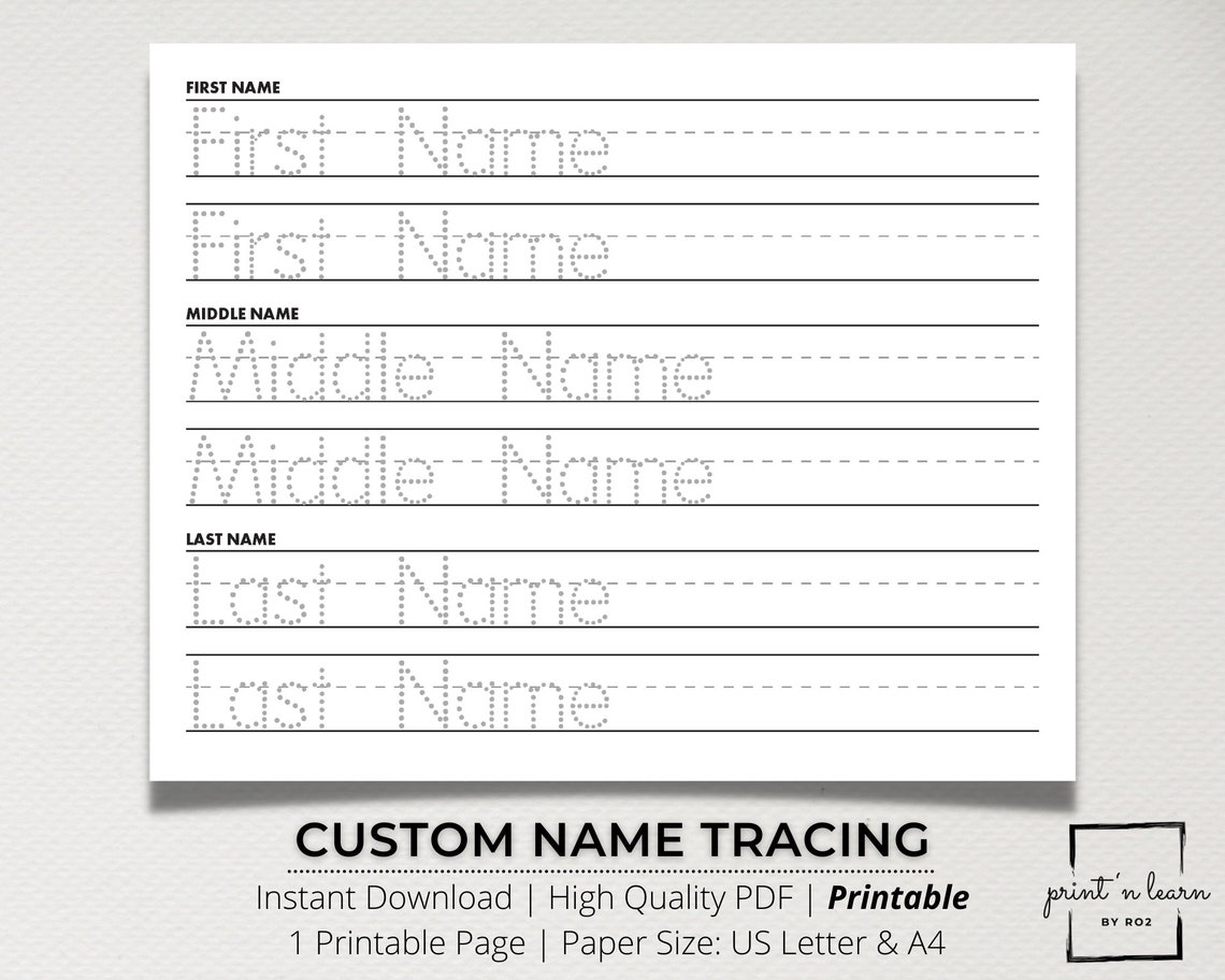 Custom Name Tracing Sheet Handwriting Practice Name Writing - Etsy