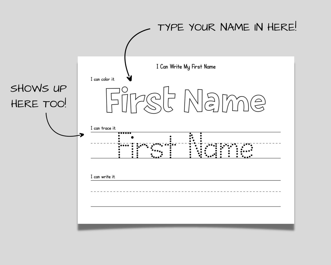 Custom Name Tracing Packet Handwriting Practice Name - Etsy