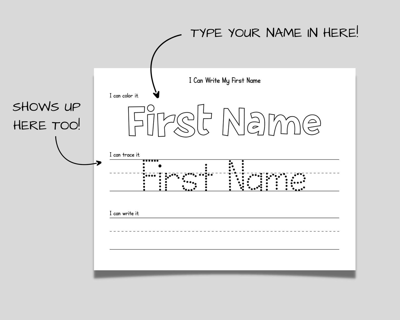 Custom Name Tracing Packet, Handwriting Practice, Name Writing, Name ...