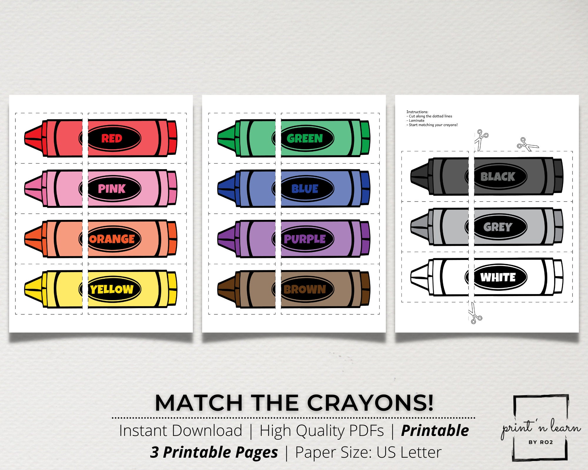 COLORS, Matching Colors, Printable Prek Worksheets, Toddler, Learning ...