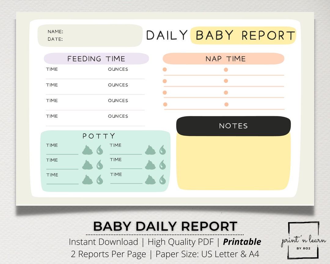 Baby Daily Log Template, Baby Daily Report, Baby Report, Baby Tracker ...