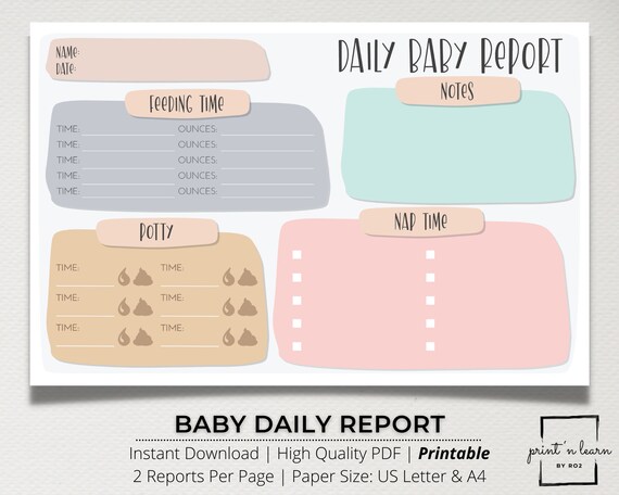 Baby Daily Log Template Baby Daily Report Baby Report Baby - Etsy