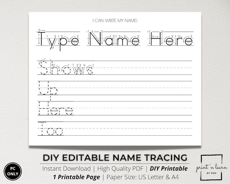 Custom Name Tracing Sheet, Handwriting Practice, Name Writing, Name ...