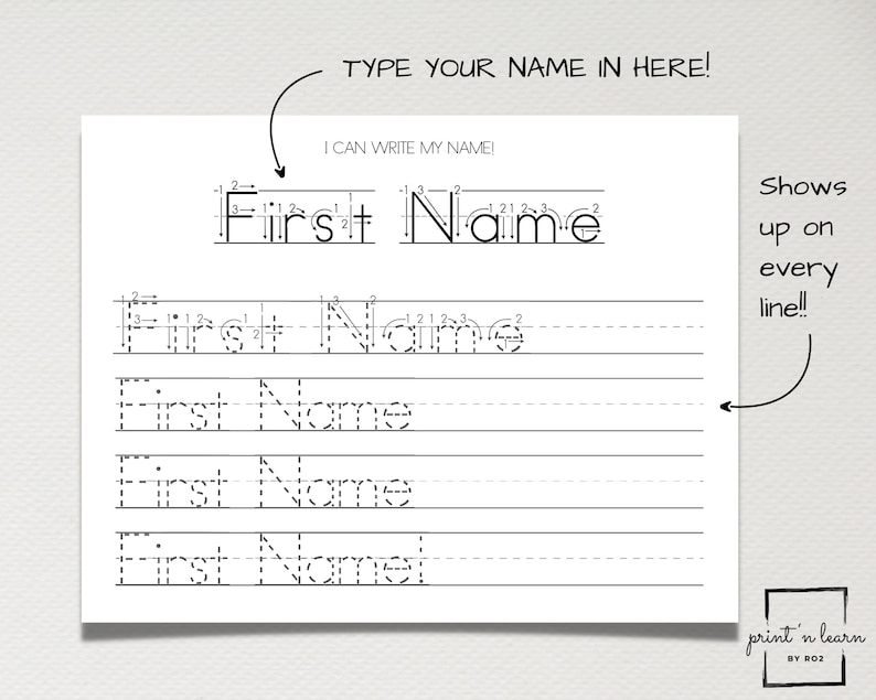 Custom Name Tracing Sheet, Handwriting Practice, Name Writing, Name ...