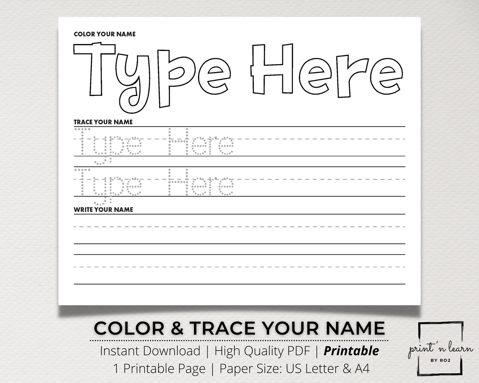 Custom Name Tracing Sheet Handwriting Practice Name Writing - Etsy