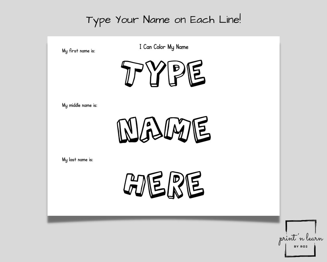 Custom Name Coloring Sheet, Handwriting Practice, Name Writing, Name ...