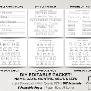 Custom Name Tracing Packet, Handwriting Practice, Name Writing, Name ...