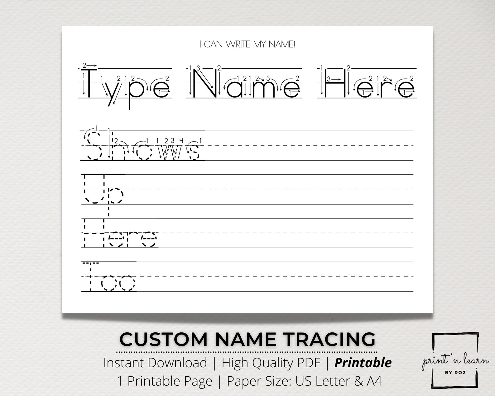 Custom Name Tracing Sheet Handwriting Practice Name Writing - Etsy