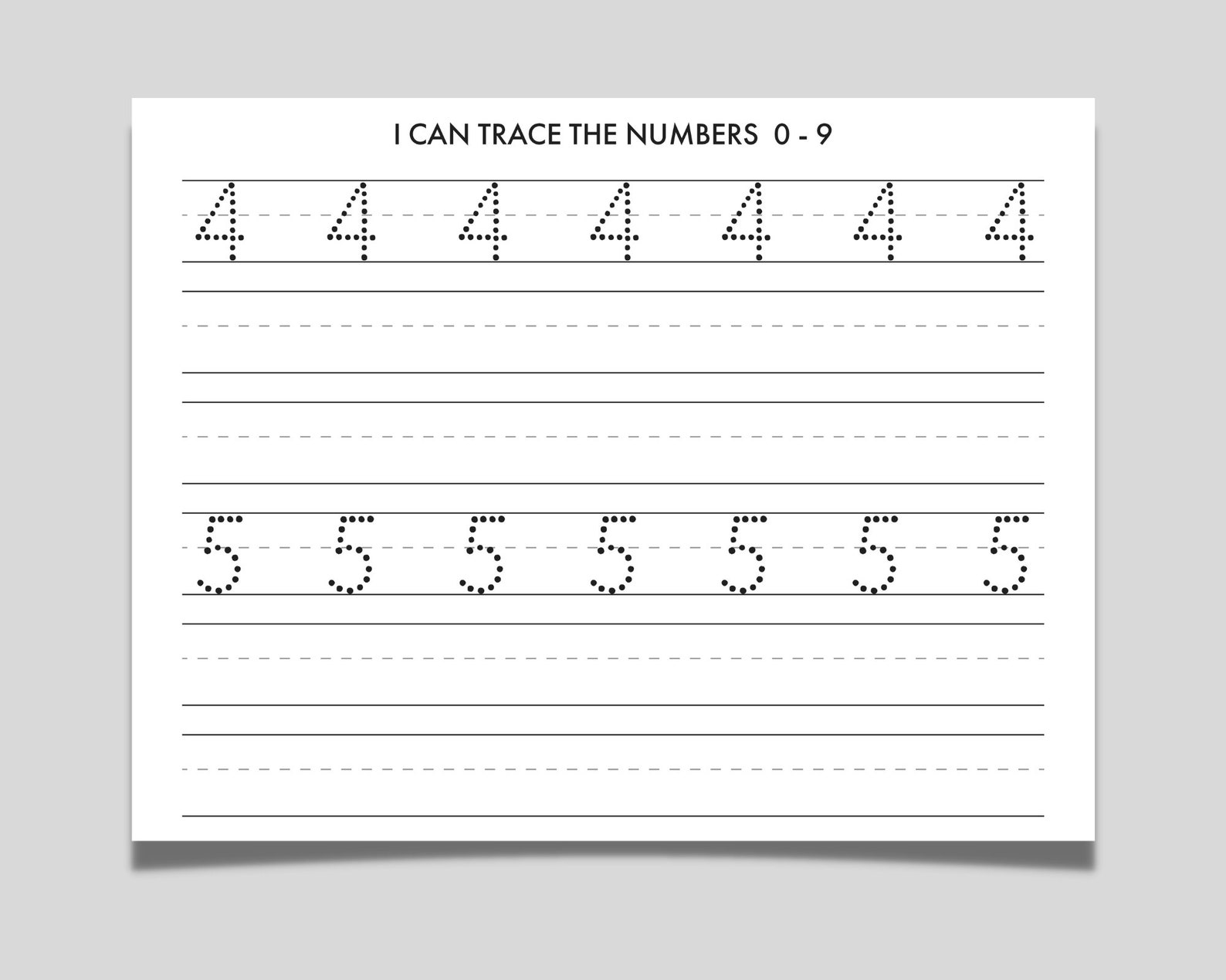 Number Tracing Sheet, Handwriting Practice, Number Writing, Number ...