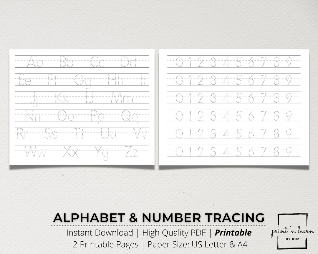 Alphabet & Number Tracing Sheet, Handwriting Practice, ABC Tracing ...