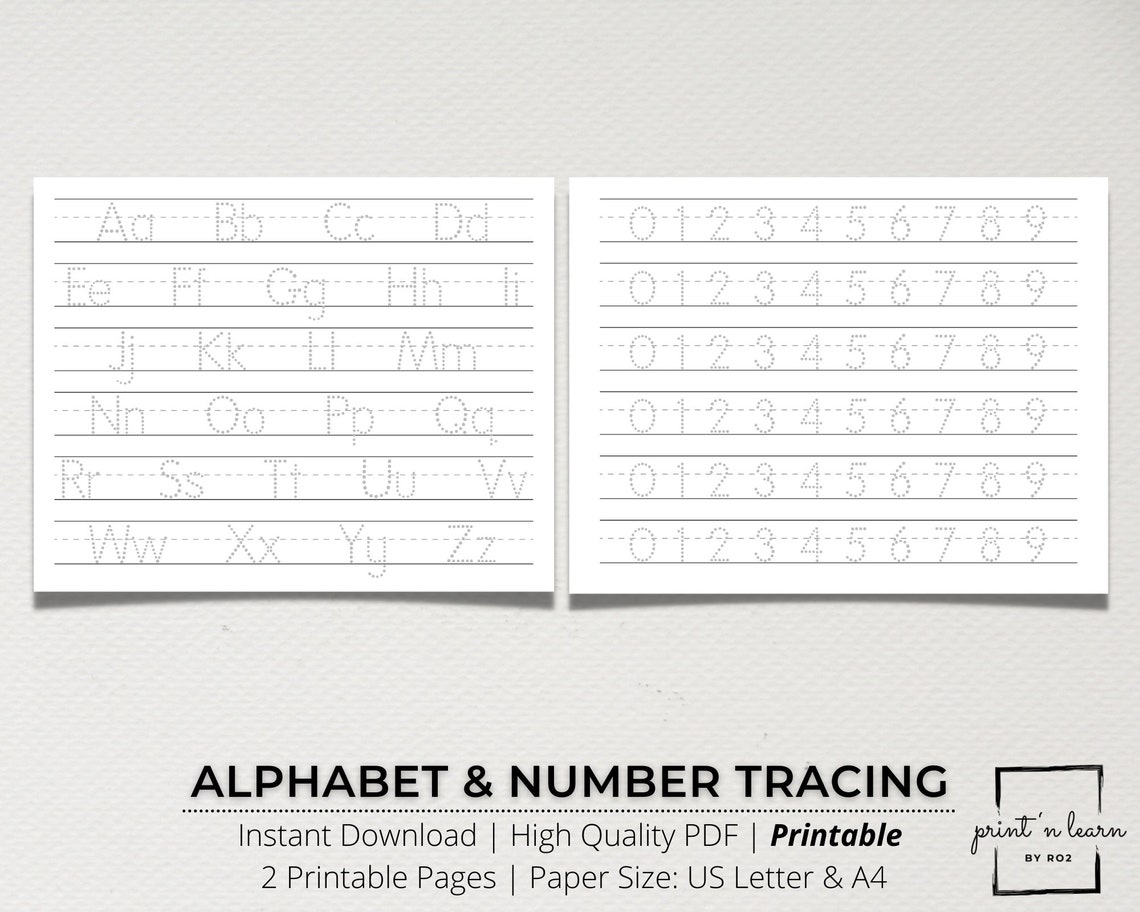 Alphabet & Number Tracing Sheet, Handwriting Practice, ABC Tracing ...