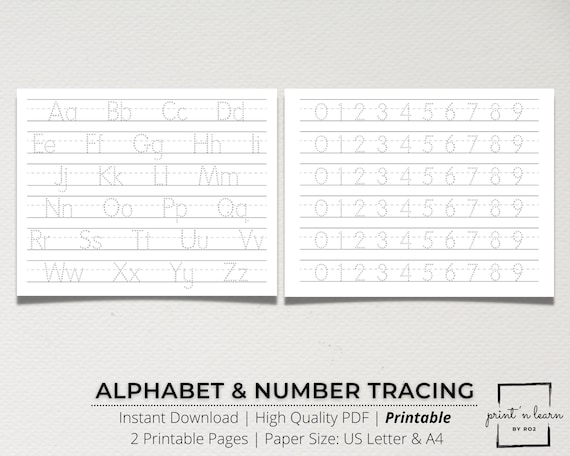 Alphabet & Number Tracing Sheet Handwriting Practice ABC | Etsy
