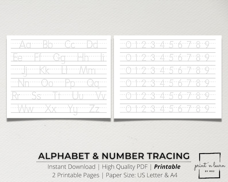 Alphabet & Number Tracing Sheet, Handwriting Practice, ABC Tracing ...