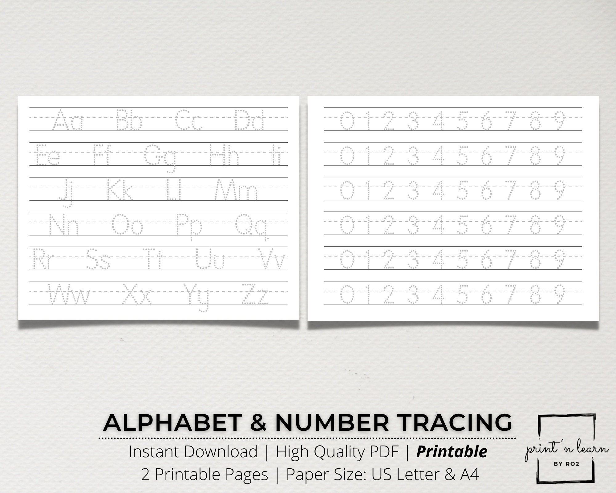 Alphabet & Number Tracing Sheet, Handwriting Practice, ABC Tracing ...