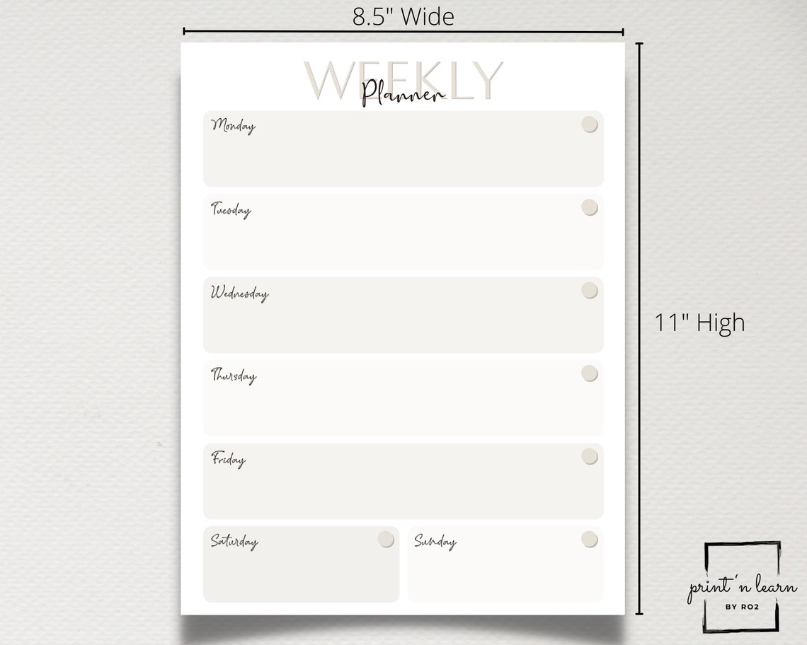 Weekly Planner to Do List Week at a Glance Schedule - Etsy