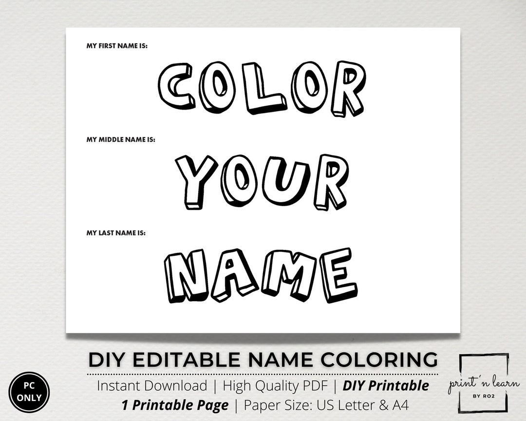 Custom Name Coloring Sheet, Handwriting Practice, Name Writing, Name ...