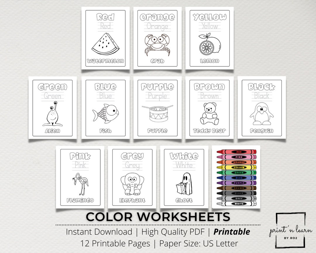 COLORS, Handwriting Practice, Printable Prek Worksheets, Toddler ...