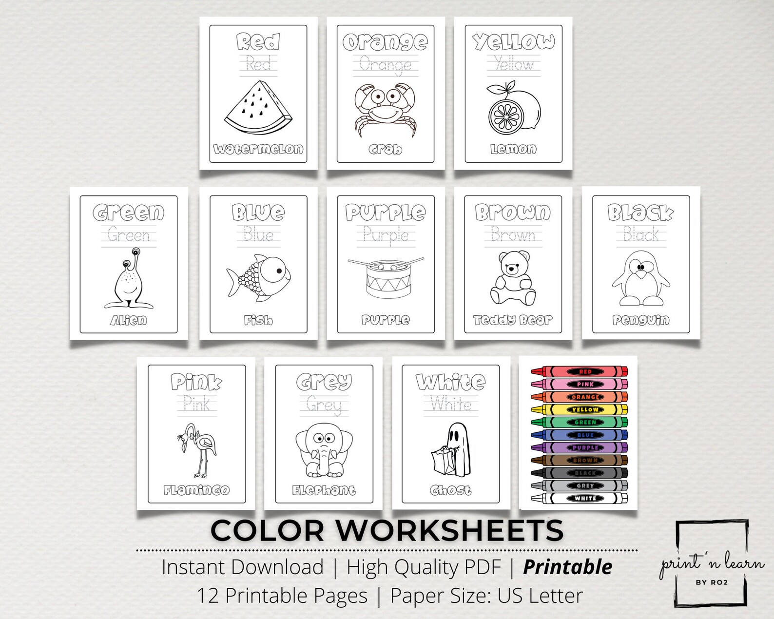 COLORS, Handwriting Practice, Printable Prek Worksheets, Toddler ...