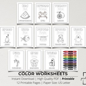 COLORS, Handwriting Practice, Printable Prek Worksheets, Toddler ...