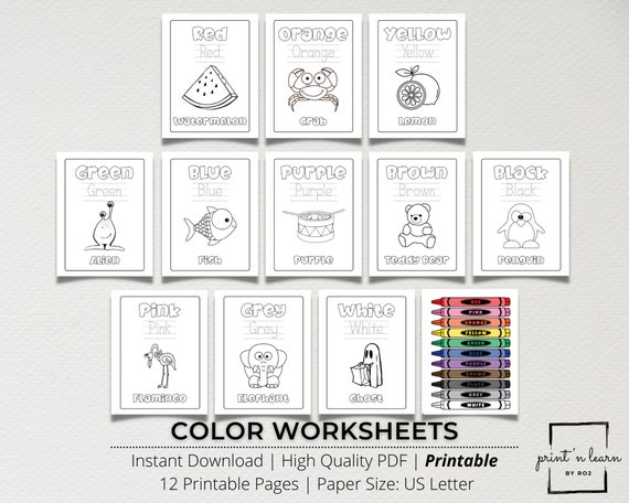 COLORS Handwriting Practice Printable Prek Worksheets - Etsy