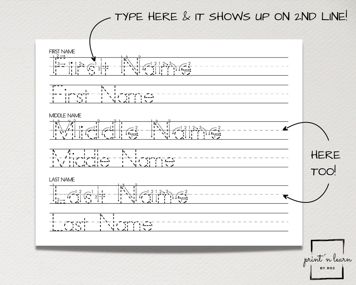 Custom Name Tracing Packet Handwriting Practice Name - Etsy