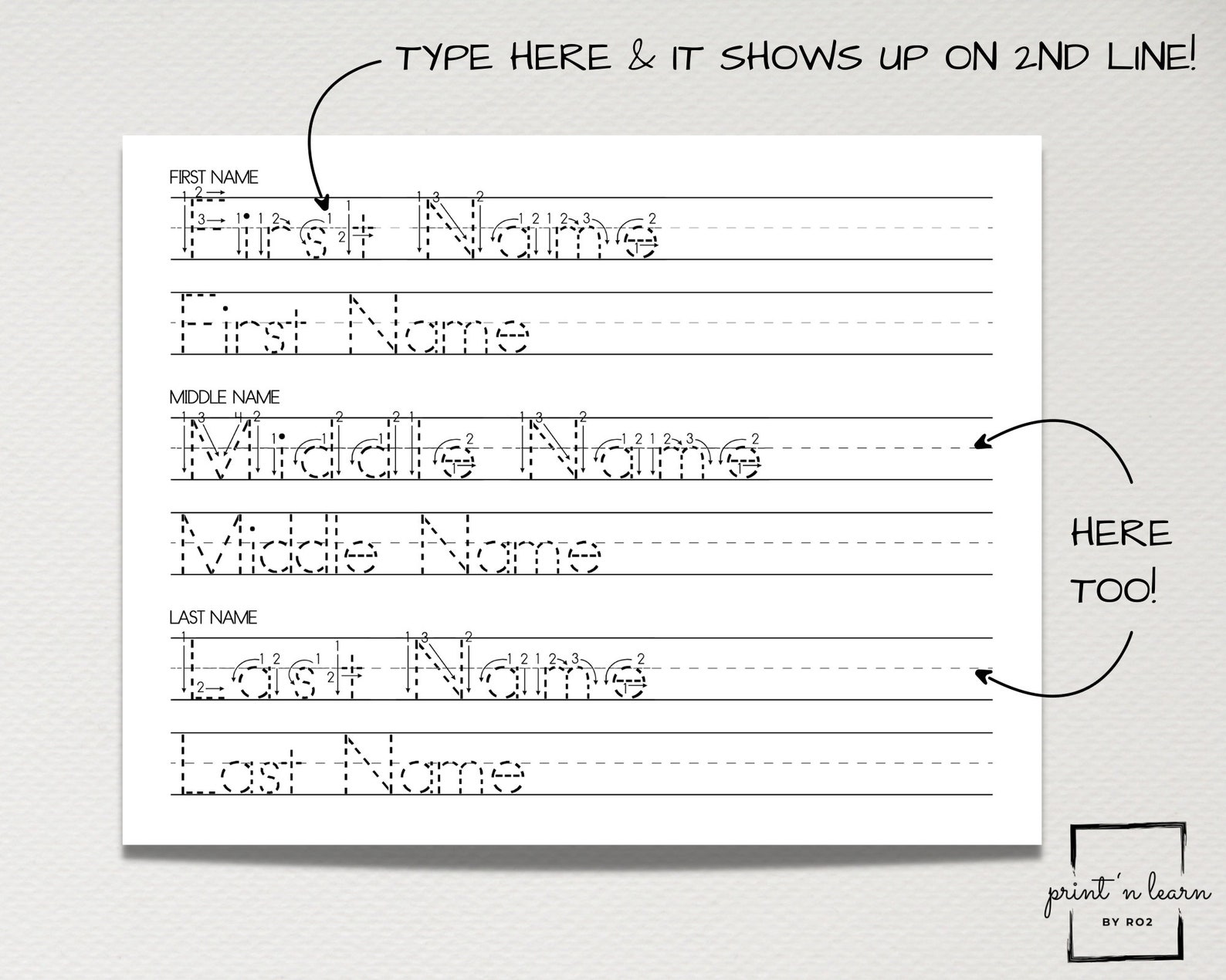 Custom Name Tracing Packet, Handwriting Practice, Name Writing, Name ...