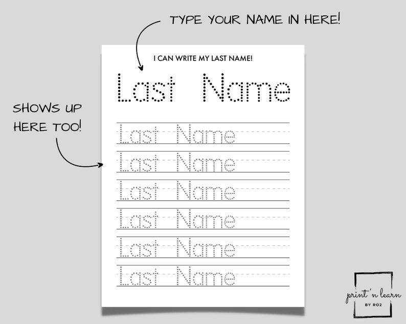 Custom Name Tracing Sheet Handwriting Practice Name Writing - Etsy