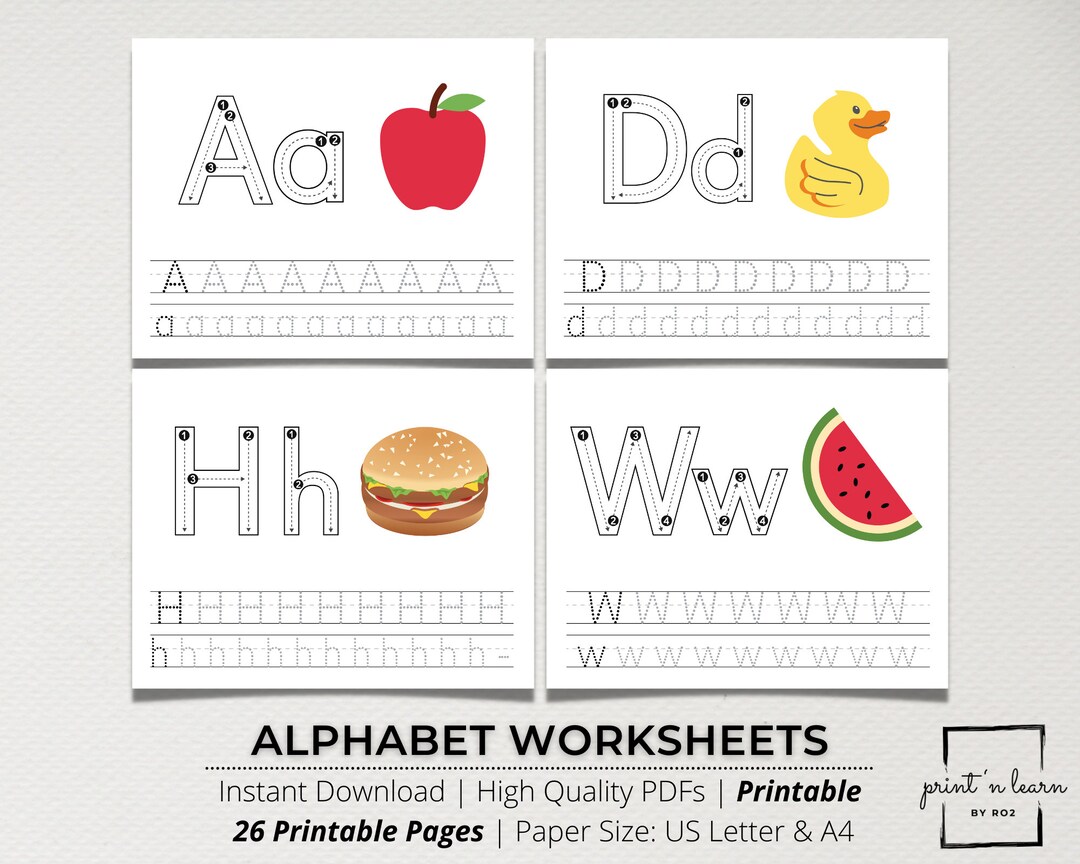 Alphabet Worksheet, Handwriting Practice, ABC Writing, Alphabet Tracing ...