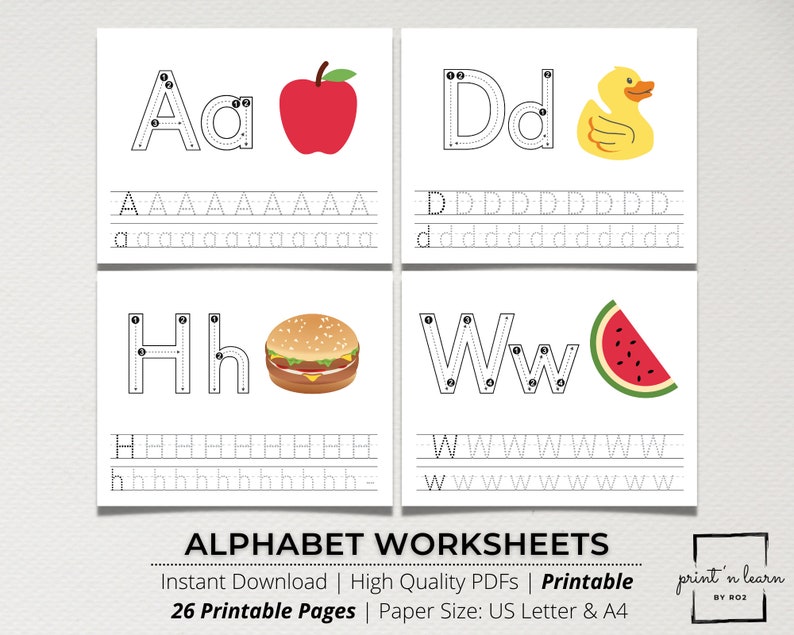 Alphabet Worksheet, Handwriting Practice, ABC Writing, Alphabet Tracing ...