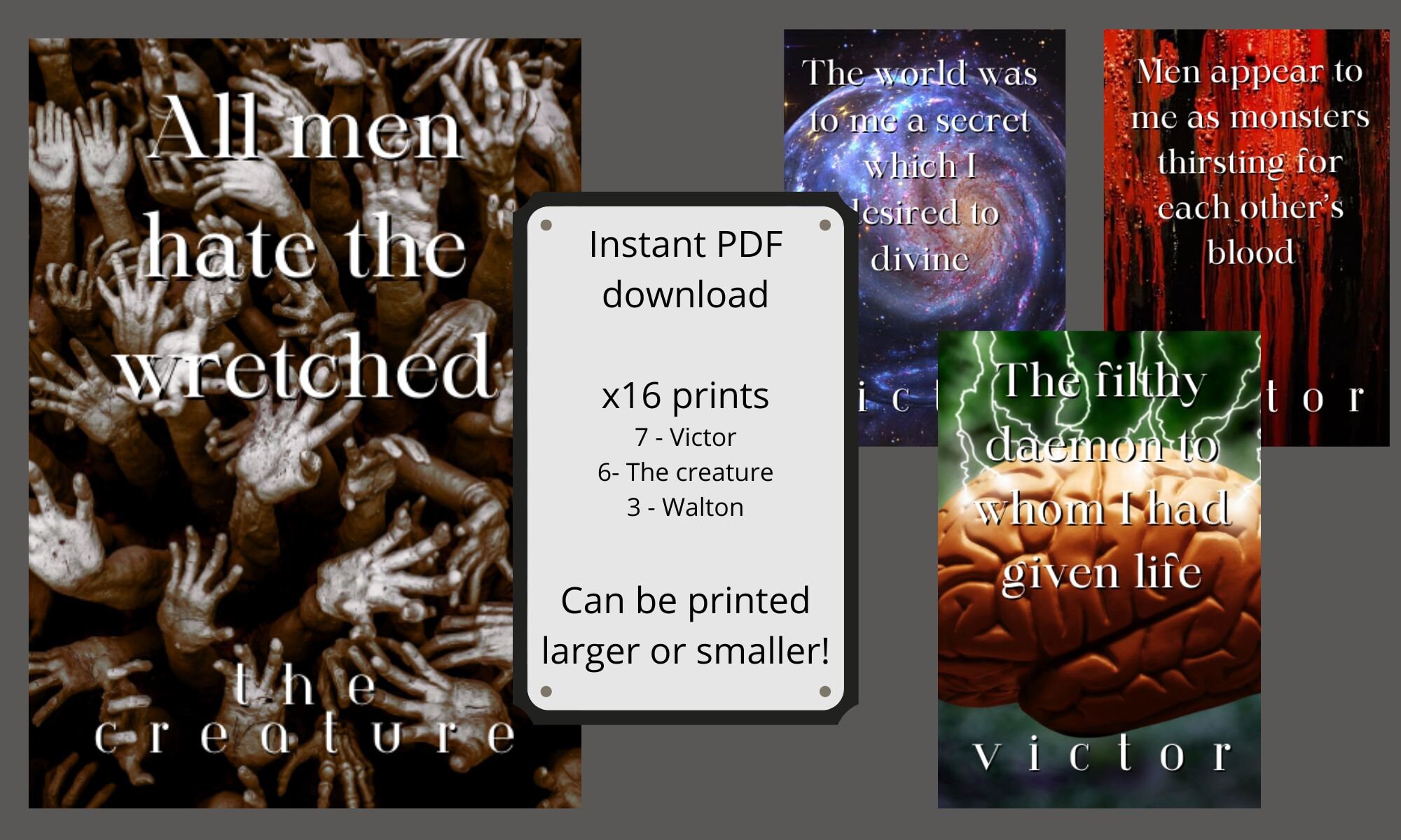 16 Frankenstein Key Quotations Cohesive Trendy Classroom Decor Instant ...