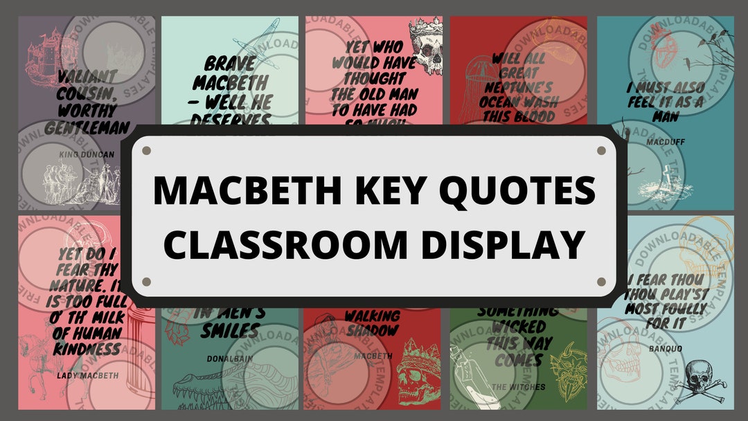 15 Macbeth Key Quotations- Cohesive Trendy Classroom Decor - Instant ...
