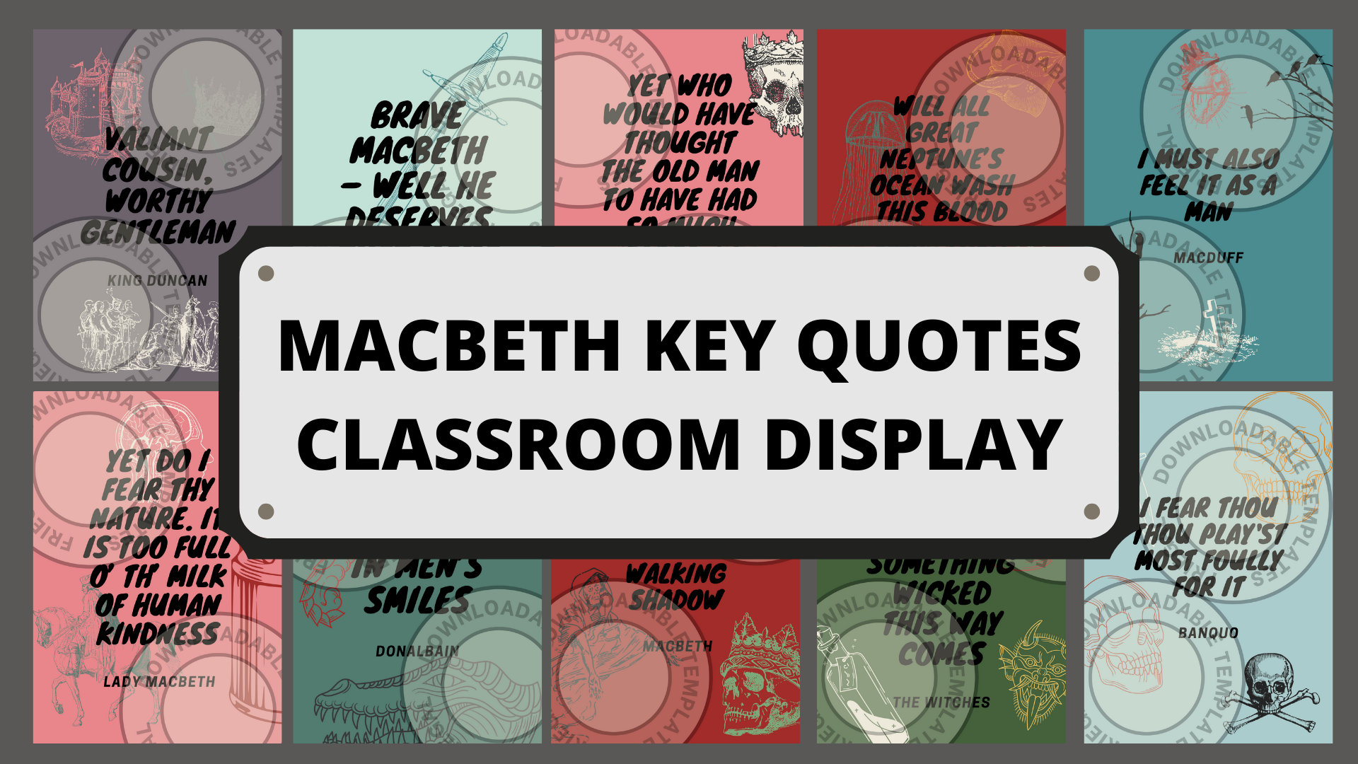15 Macbeth Key Quotations- Cohesive Trendy Classroom Decor - Instant ...