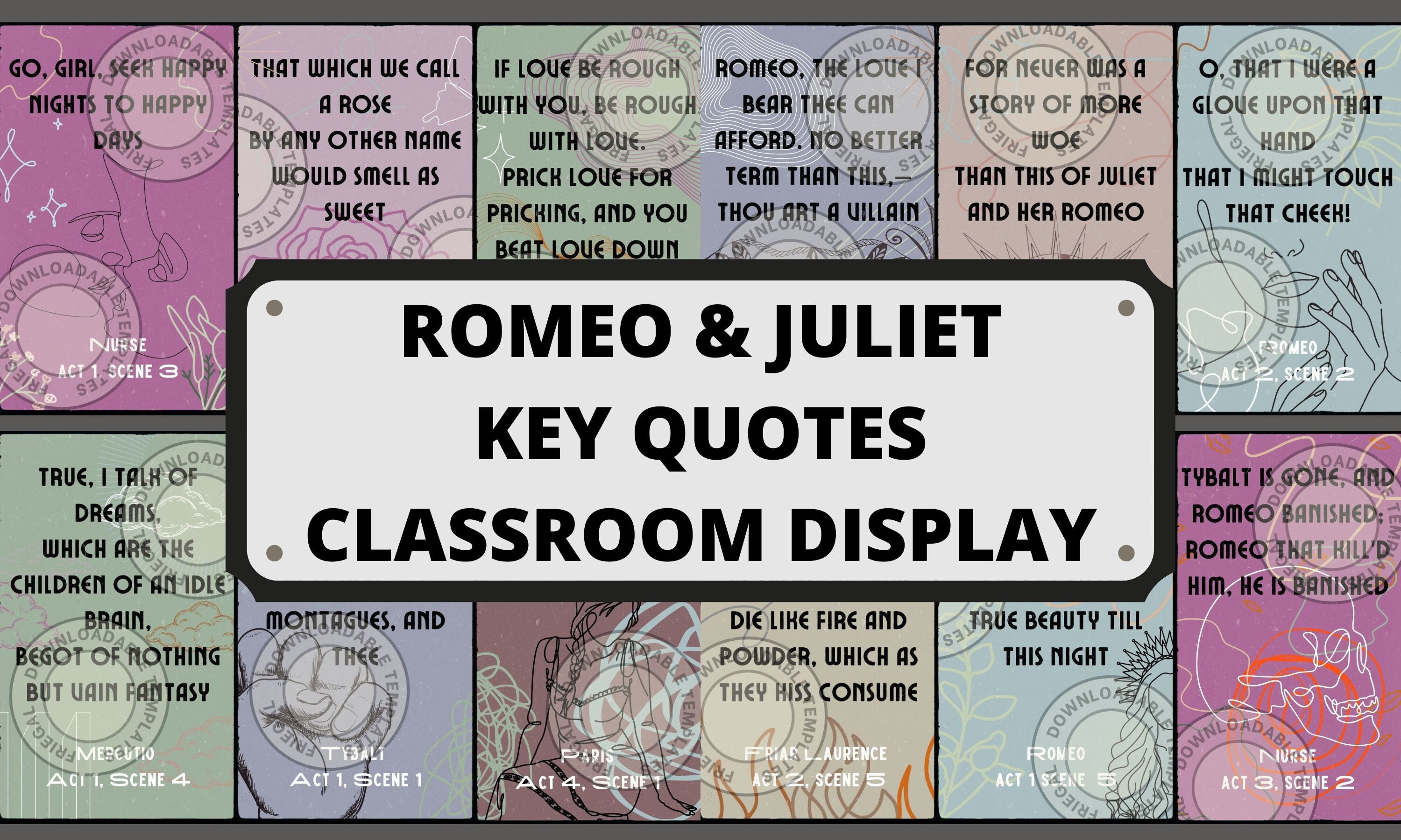 15 Romeo & Juliet Key Quotations - Cohesive Trendy Classroom Decor ...
