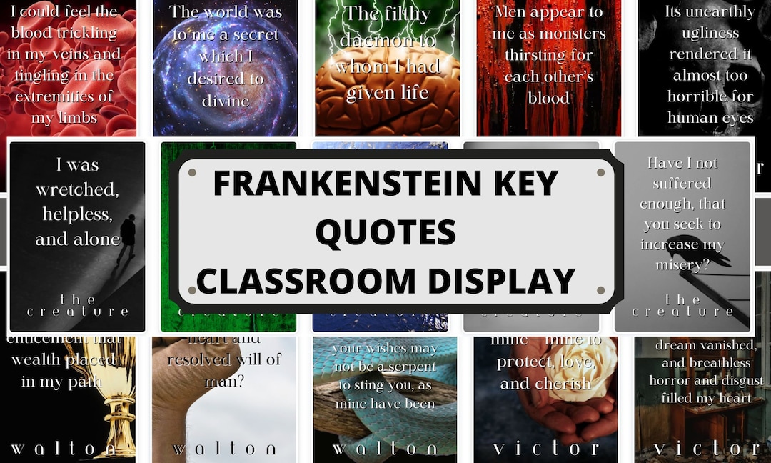 16 Frankenstein Key Quotations Cohesive Trendy Classroom Decor Instant ...
