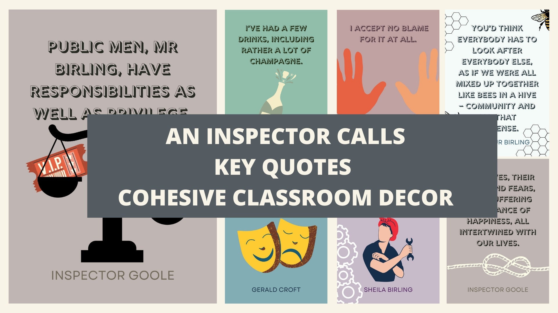 14 an Inspector Calls Key Quotations - Cohesive Trendy Classroom Decor ...